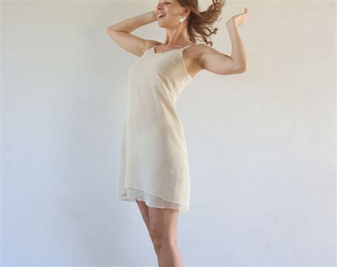 Dandg Vintage Sheer Nude Beige Mini Dress Xs S Etsy