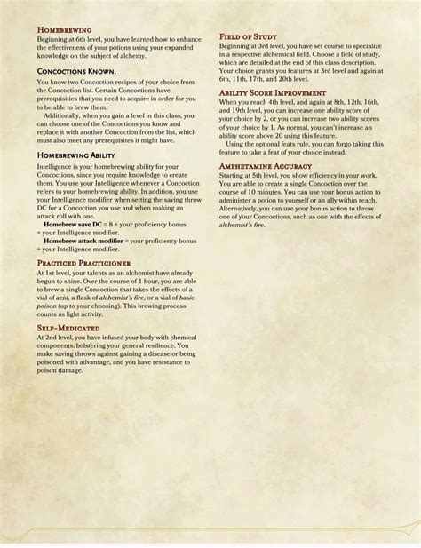 Alchemist Class 4 Subclasses R Dndhomebrew