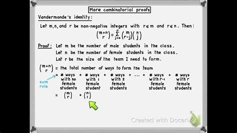 discrete structures [lecture 32 segment 5] combinatorial proof of