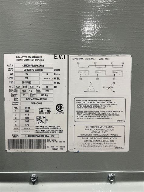 75 kva 208y 120v isolation multi tap stan canada