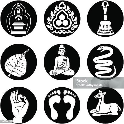 Buddhistische Symbole Rückgängig Stock Vektor Art Und Mehr Bilder Von