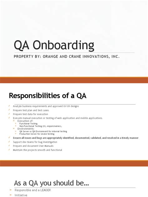 Qa Onboarding Pdf Mobile App Software Testing