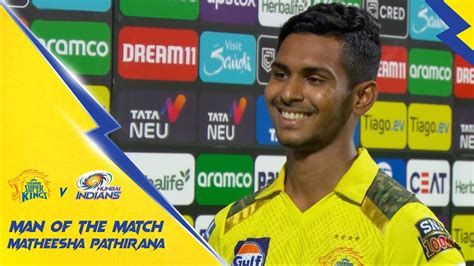 Matheesha Pathirana Player Of The Match Cskvmi Chepauk 2023 Youtube