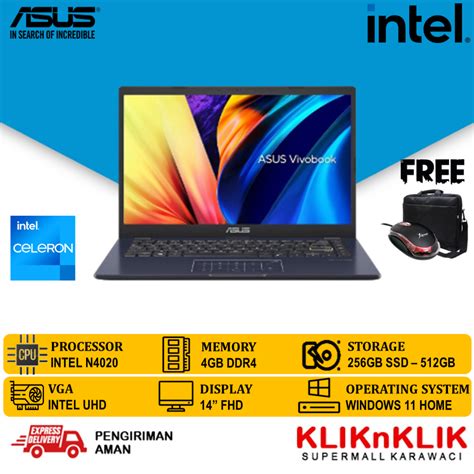 Jual Laptop Asus Vivobook Intel Celeron N4020 4gb 512ssd Win11 E210ma