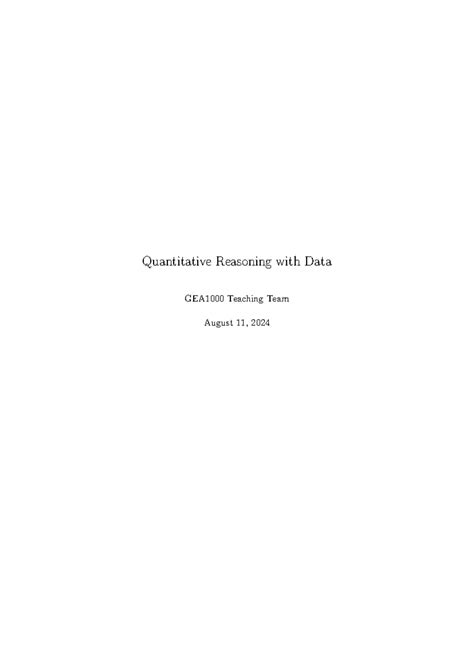 Gea1000 Lecture Notes Quantitative Reasoning With Data Gea1000