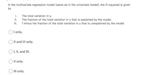 Solved In The Multivariate Regression Model Same As In The