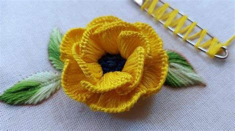 Most Beautiful 3d Rose Flower With New Trick Hand Embroidery Flower