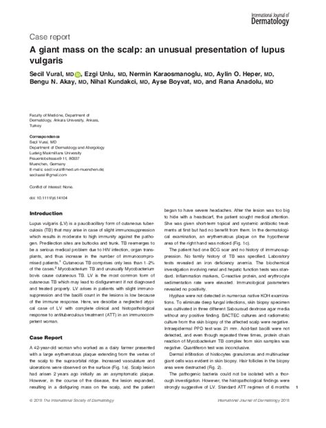 Pdf A Giant Mass On The Scalp An Unusual Presentation Of Lupus
