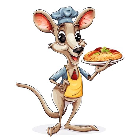 Un Ratón Sosteniendo Un Plato De Pizza Con Una Corbata Roja Foto Premium