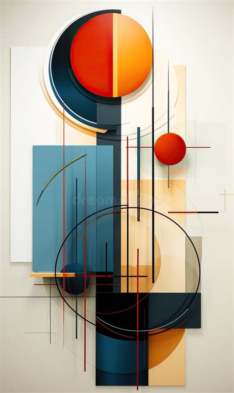 Abstract Artwork With Geometric Shapes Generative Ai Stock Illustration Illustration Of White