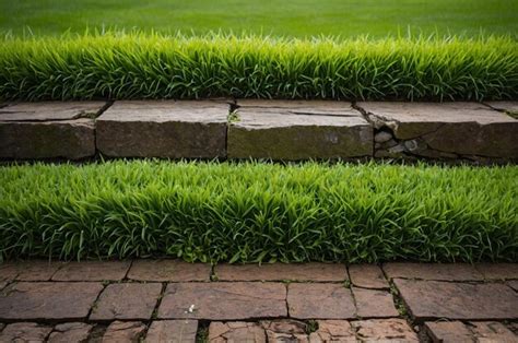 A Row Of Grass That Has A Few Steps On It Premium Ai Generated Image