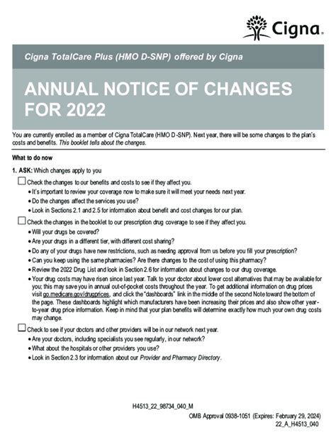 Fillable Online Annual Notice Of Changes ANOC Cigna Fax Email Print