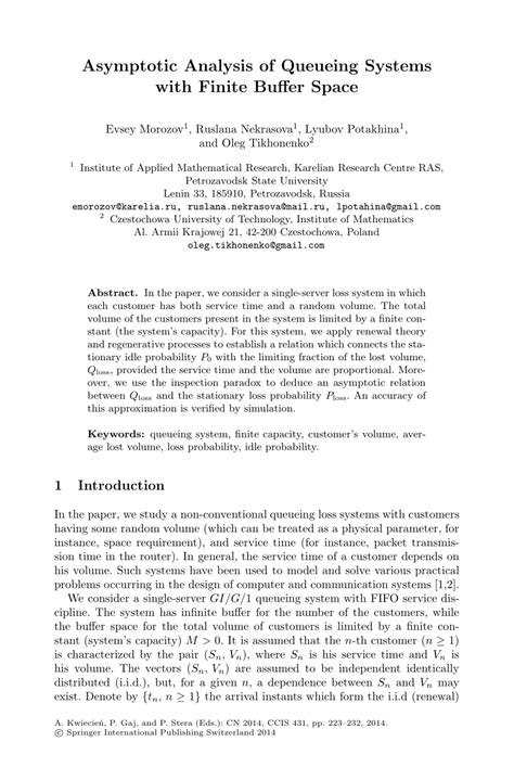 pdf asymptotic analysis of queueing systems with finite buffer space