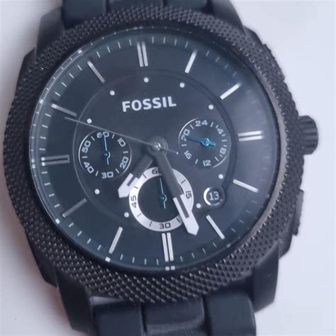 Fossil Men S Black And Blue Watch Depop