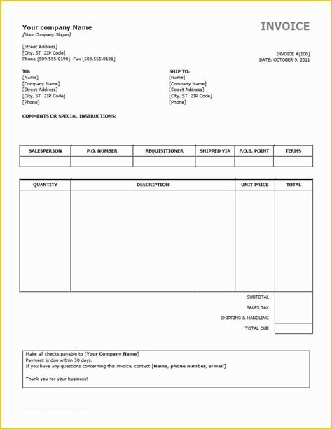 Microsoft Word Invoice Template Free Of Microsoft Word Template Invoice Template