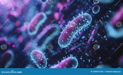Colorful Microscopic View Six Beneficial Bacteria Lactobacillus