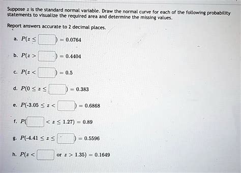 Solved Please Include Calculations Suppose Z Is The Standard Normal Variable Draw The Normal
