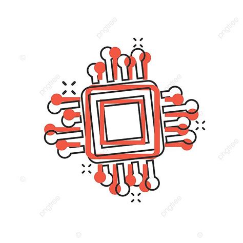 ícone Cpu Comicstyle No Fundo Branco Isolado Com Design De Placa De Circuito Vetor Png