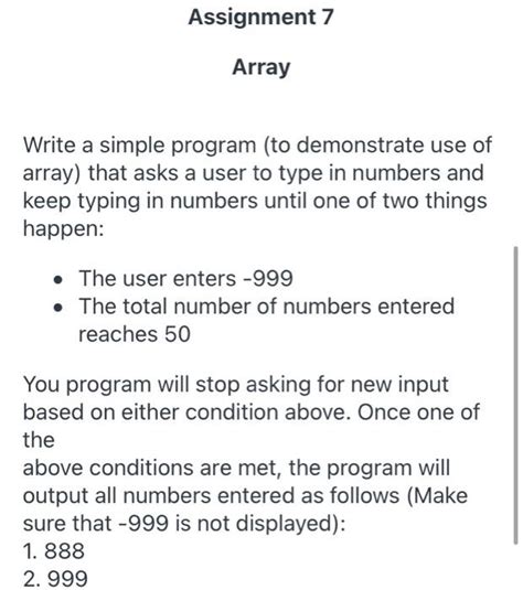 Solved Assignment 7 Array Write A Simple Program To