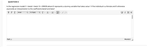 Solved Question 5 In The Regression Model Y Betao Beta1