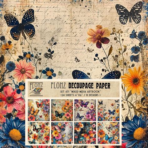 Decoupage Paper Pack 24 Sheets 6x6 Mised Media Artbook