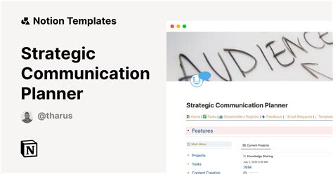 Strategic Communication Planner Template By Tharus Notion Marketplace