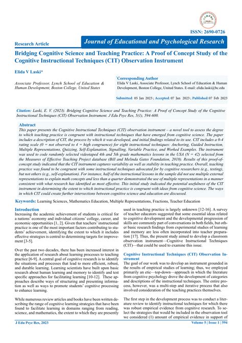 Pdf Bridging Cognitive Science And Teaching Practice A Proof Of