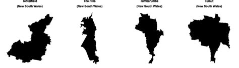 Tenterfield The Hills Tumbarumba Tumut Outline Maps 58561031 Vector
