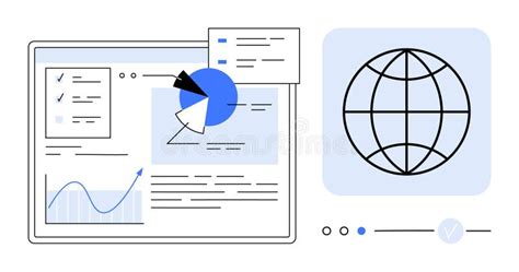 Digital Data Analysis With Bar Graph Pie Charts And Globe On Interactive Dashboard Stock