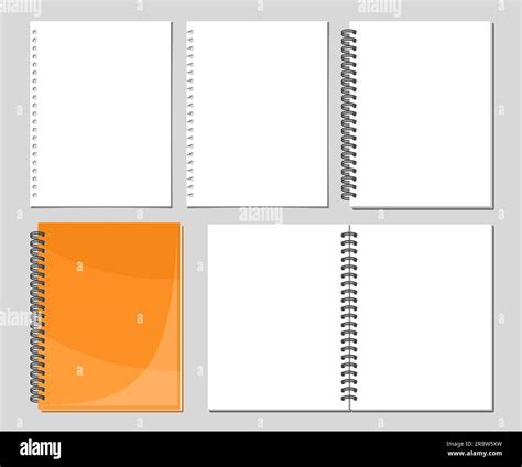 Vector Spiral Notebook Set Collection Of Cut Out Illustrations Of Variety Blank Notebook