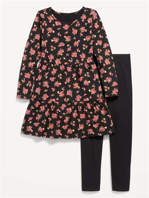 Long Sleeve Tiered Swing Dress Leggings Set For Girls Old Navy
