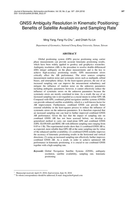 Pdf Gnss Ambiguity Resolution In Kinematic Positioning Benefits Of