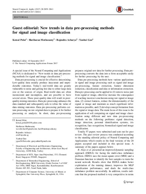 Pdf Guest Editorial New Trends In Data Pre Processing Methods For