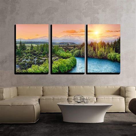 Wall26 3 Piece Canvas Wall Art Beautiful Sunset Over The Bend Of