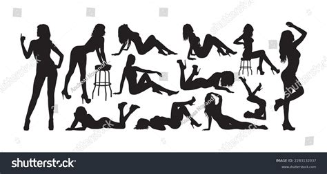 Group Sexy Women Various Poses Silhouette Stock Vector Royalty Free