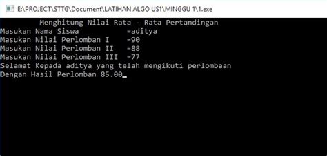 Tutorial Program C Menghitung Nilai Rata Rata Pertandingan