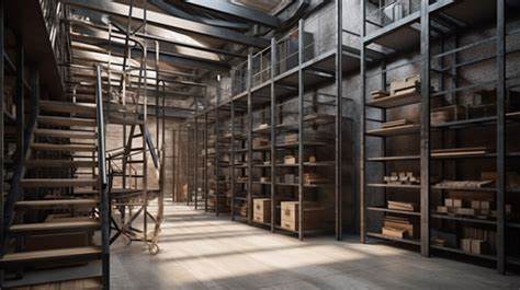 Industrial Warehouse Concept Background Black Shelves 3d Illustration