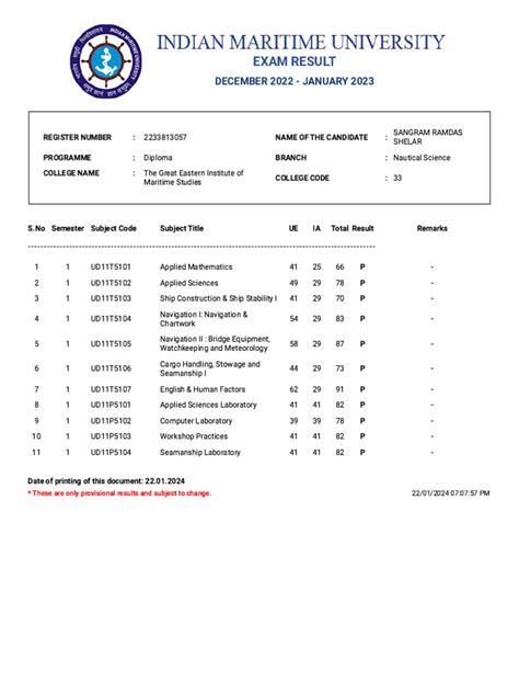 Imu Results Sem1 Pdf Transport Freight Transport