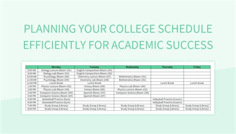 Planning Your College Schedule Efficiently For Academic Success Excel