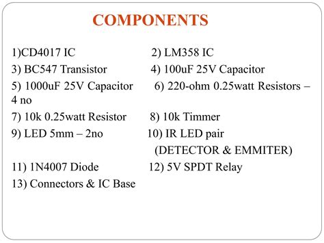 motion sensor light using cd 4017 and ir sensor pptx technology and computing
