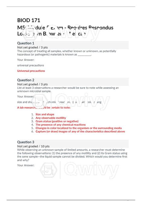 biod 171 essential microbiology portage learning module 5 exam