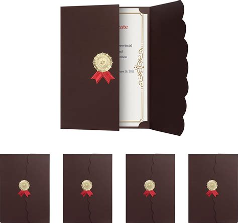 Amazon 賞状ファイル A4 証書ホルダー 5冊セット 三つ折り 証書ファイル カラーカード紙 箔押し バッジ付き 欧風 おしゃれ 賞状ホルダー お礼状 表彰状 感謝状 卒業証書 協定