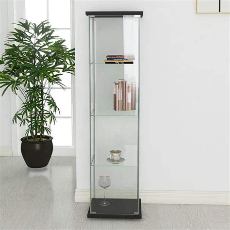 Segmart Curio Cabinet 64h Modern 4 Tier Glass Cabinet For Living Room Tall Floor Standing