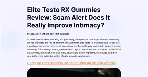 Elite Testo Rx Gummies Review Scam Alert Does It Really Improve Intimacy