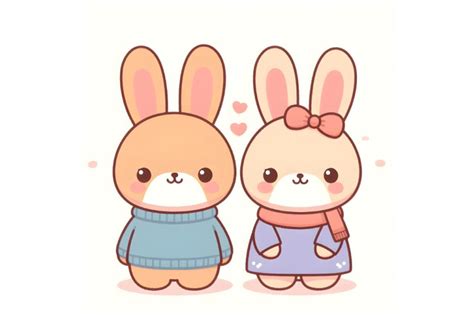 Cute Bunny Couple Minimal Artwork By Dianaxstoyanova Thehungryjpeg