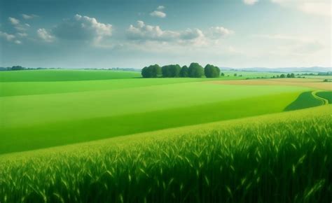 Premium Ai Image A Beautiful Green Wheat Field Generative Ai Illustration