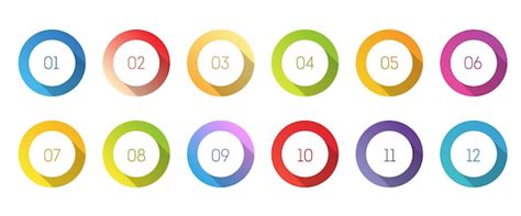 Premium Vector Circle 3d Icon Set With Number Bullet Point From 1 To 12 Trendy Gradient Colors