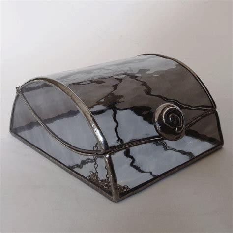 Stained Glass Jewelry Box Light Gray Art Glass Etsy