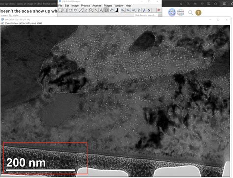 why doesn t the scale show up when i open an image in dm3 format with