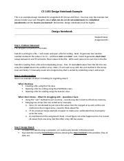 CS 1450 Design Notebook Example Docx CS 1450 Design Notebook Example